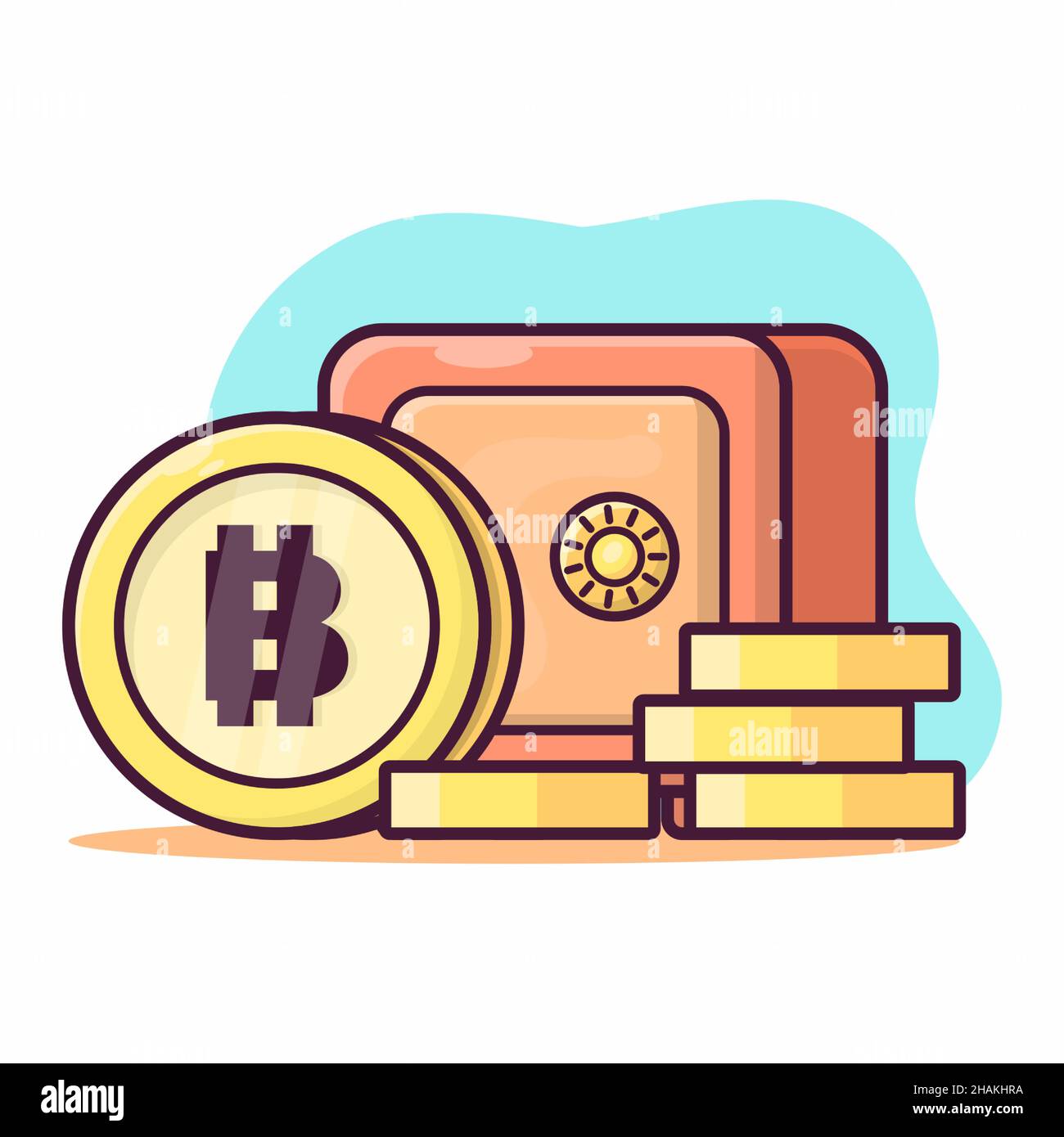 coin with safe box for bitcoin concept symbol vector illustration in ...