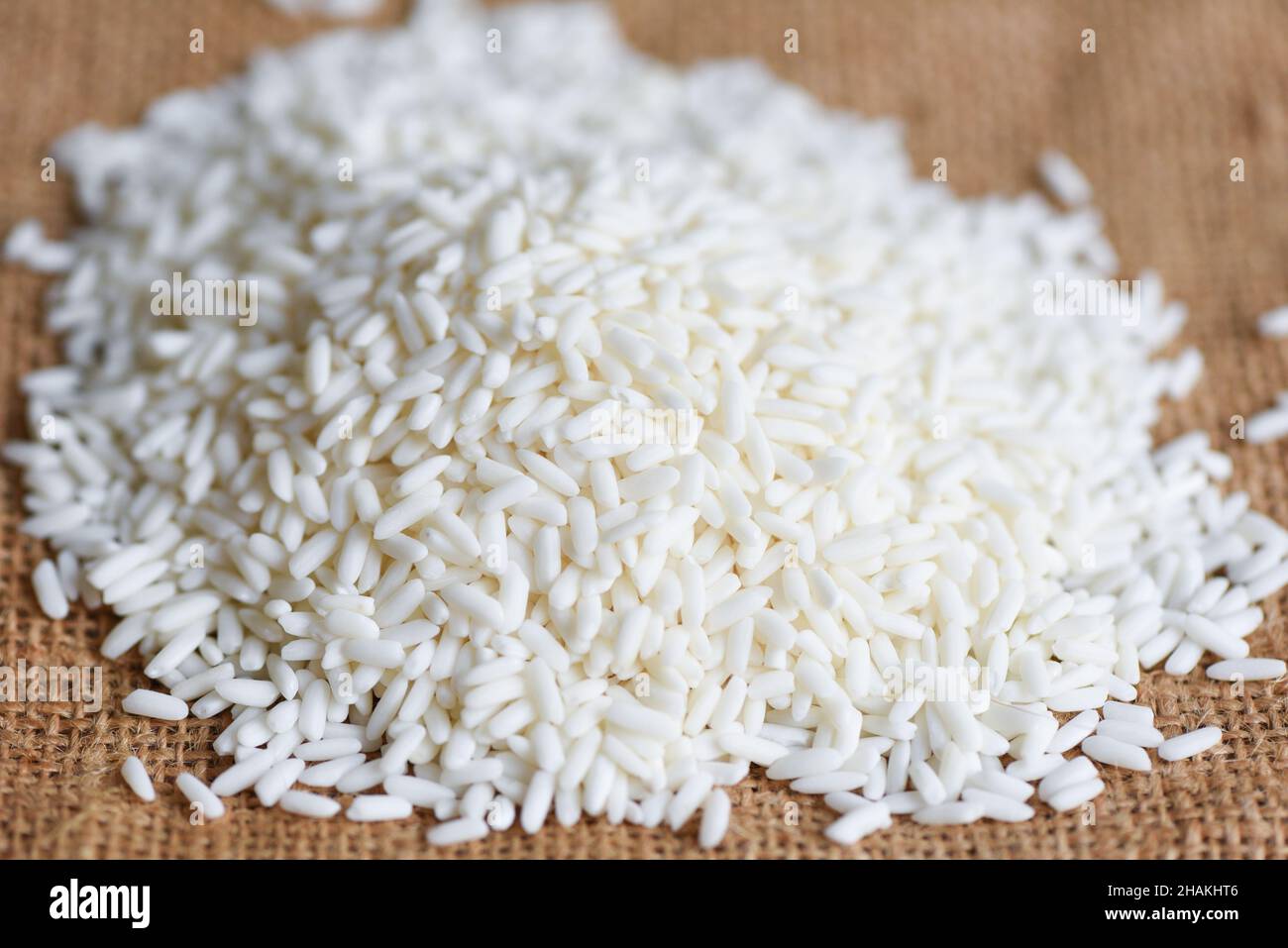 Rice on sack and harvested rice, harvest rice and food grains cooking ...