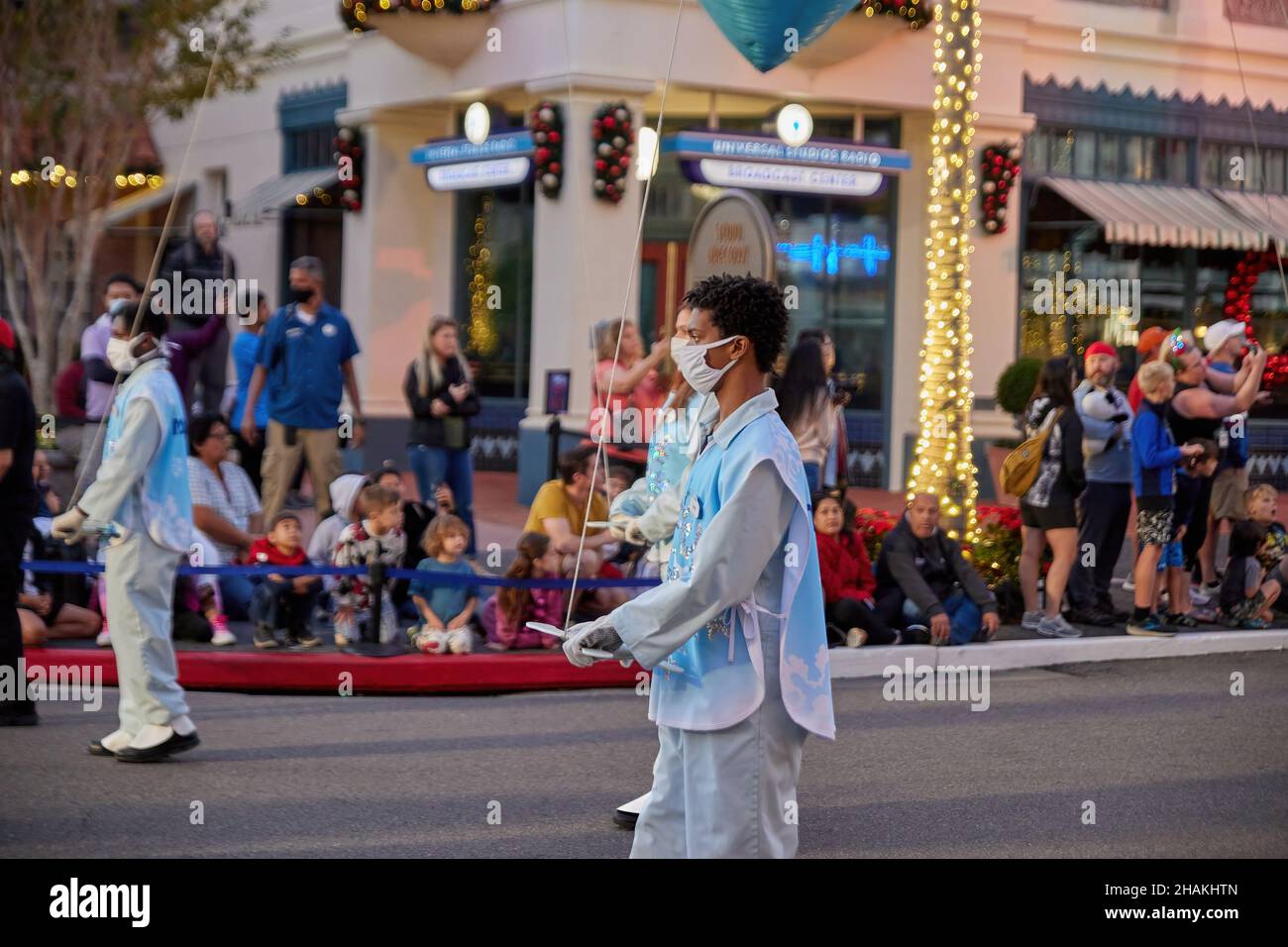 Universal's Holiday Parade featuring Macy's. Balloons floating through ...