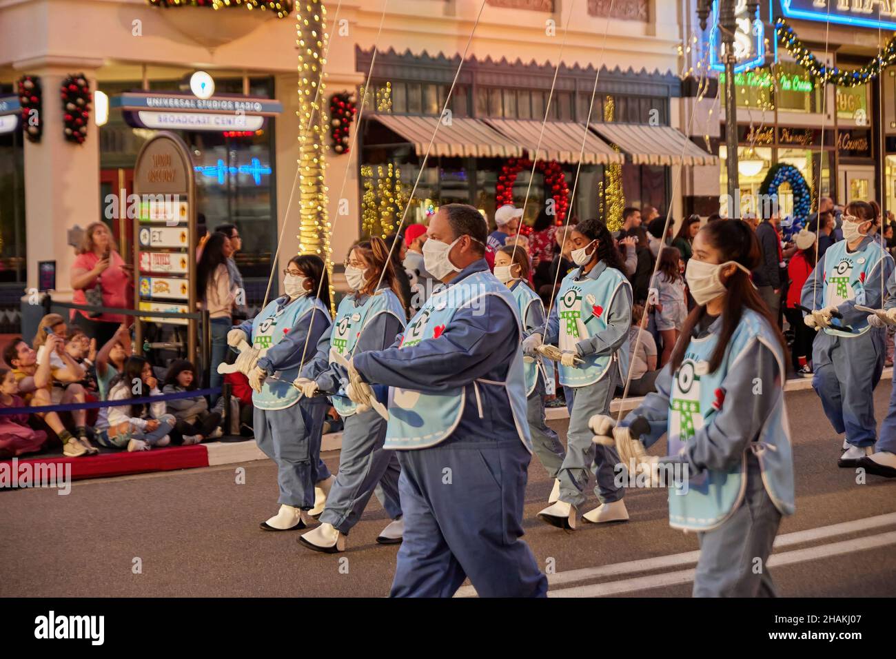 Universal's Holiday Parade featuring Macy's. Balloons floating through ...