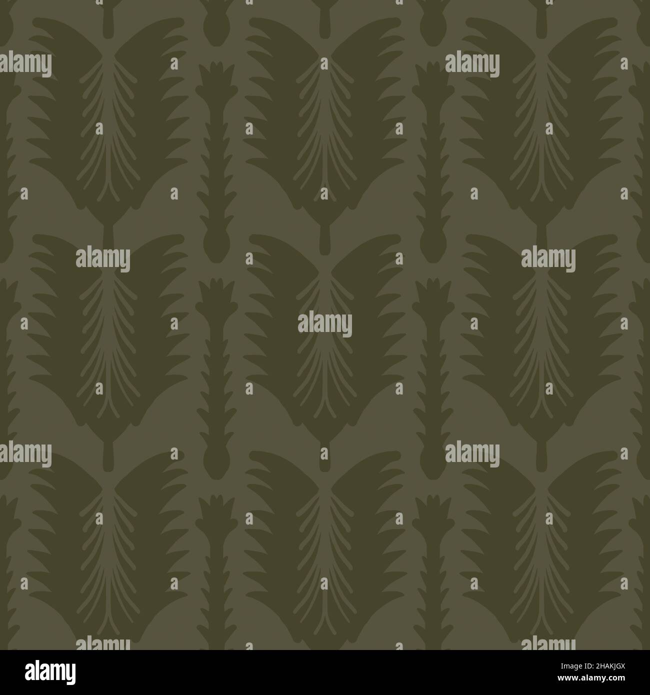 Vintage moss green geometric seamless pattern. Two tone jungle ...