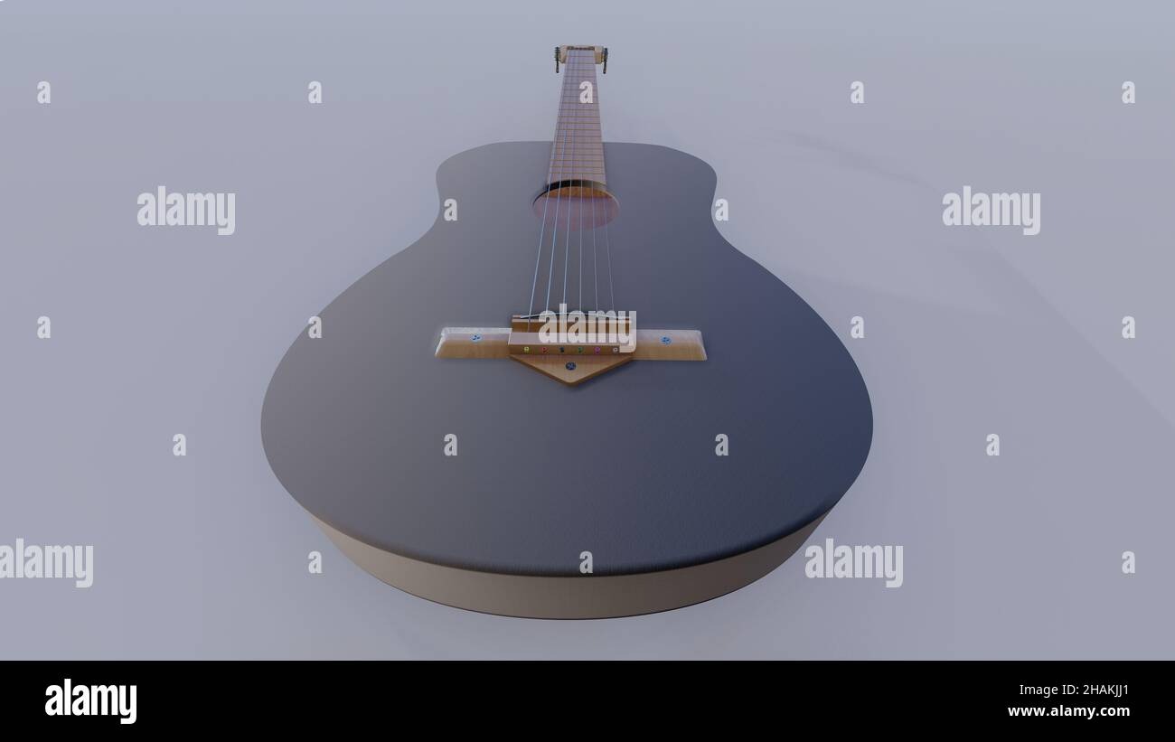 Detail of full body guitar fret strings bridge pins cap neck pegs cap ...