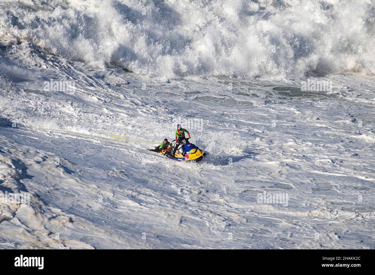 Nazaré, Portugal, 13 December, 2021. Justine Dupont (Jet ski driver ...