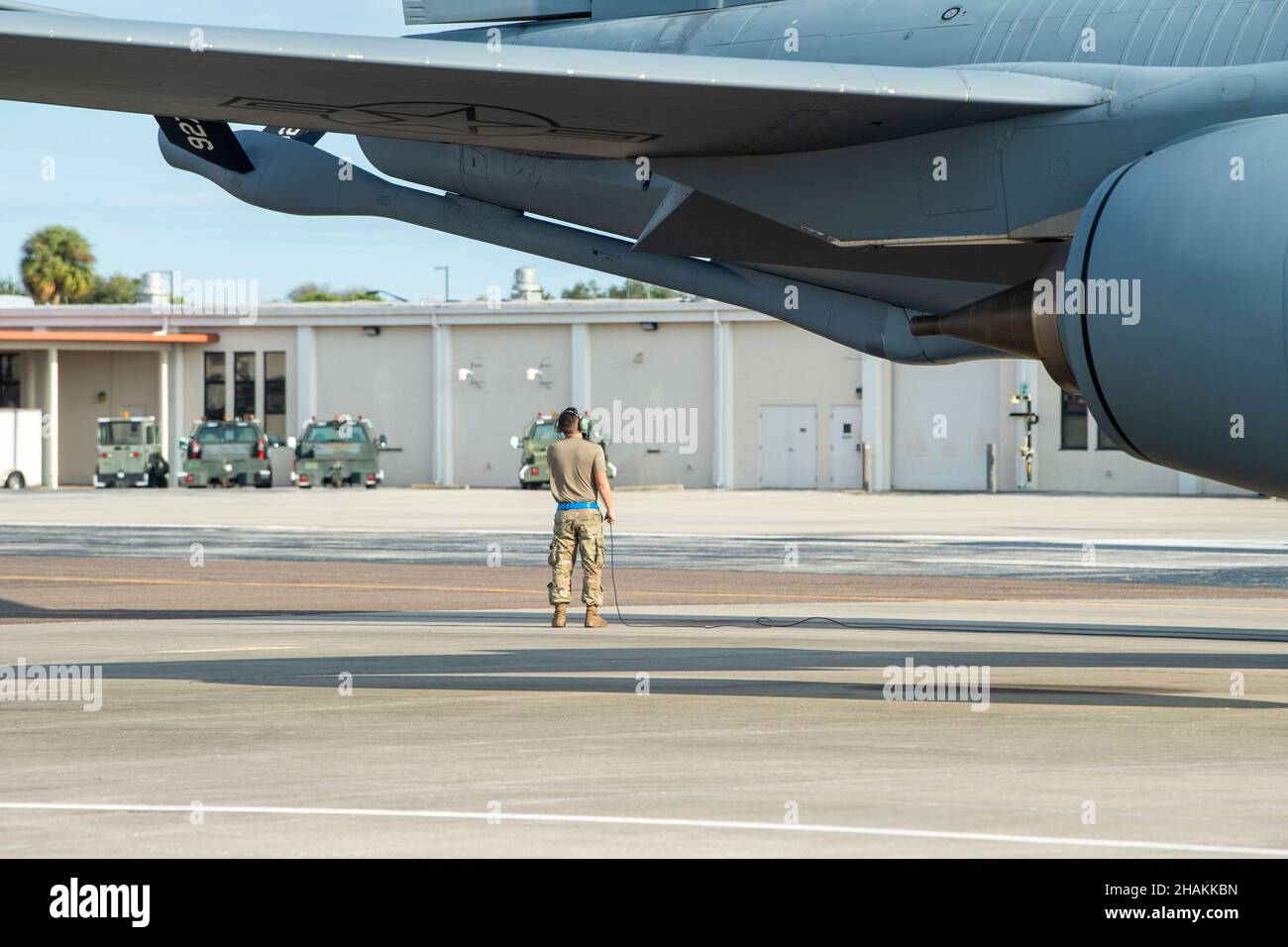 A maintainer with the 6th Aircraft Maintenance Squadron performs a pre ...