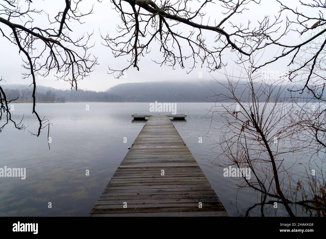 Valley Cottage, NY - USA - Dec. 11, 2021: a foggy horizontal winter ...