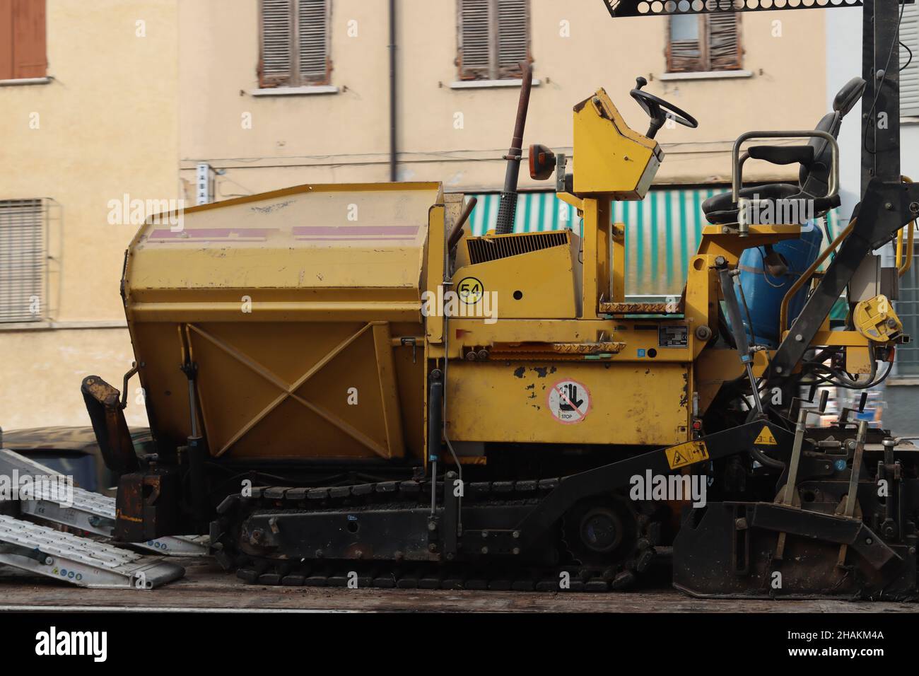Scenic shot of an industrial machine for road maintenance work Stock ...