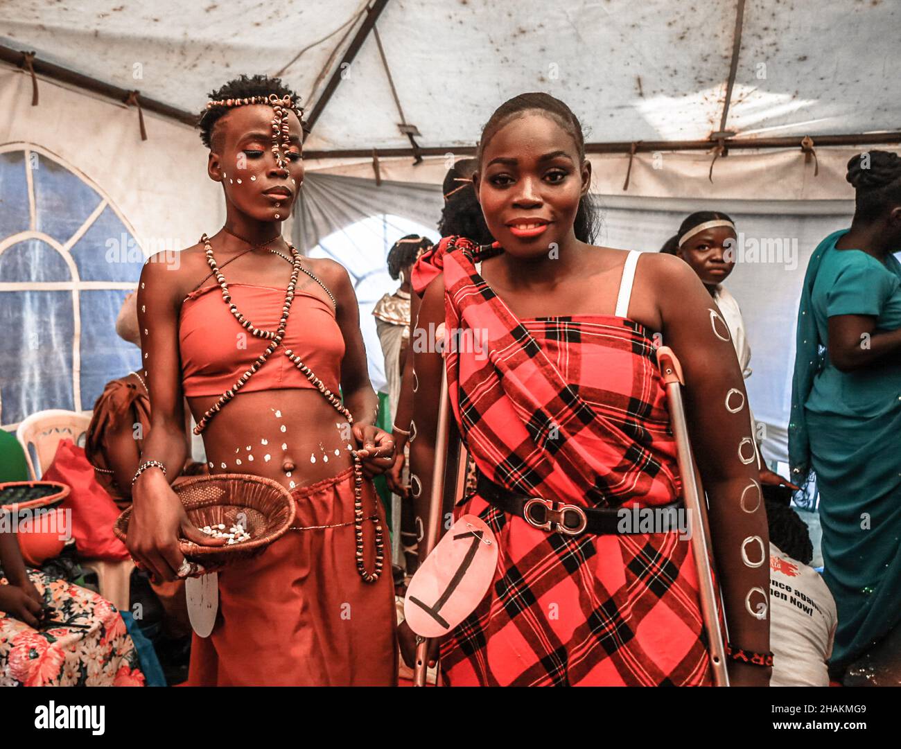 Young modeling contestants seen before the start of Mr. and Mrs. Kibera ...