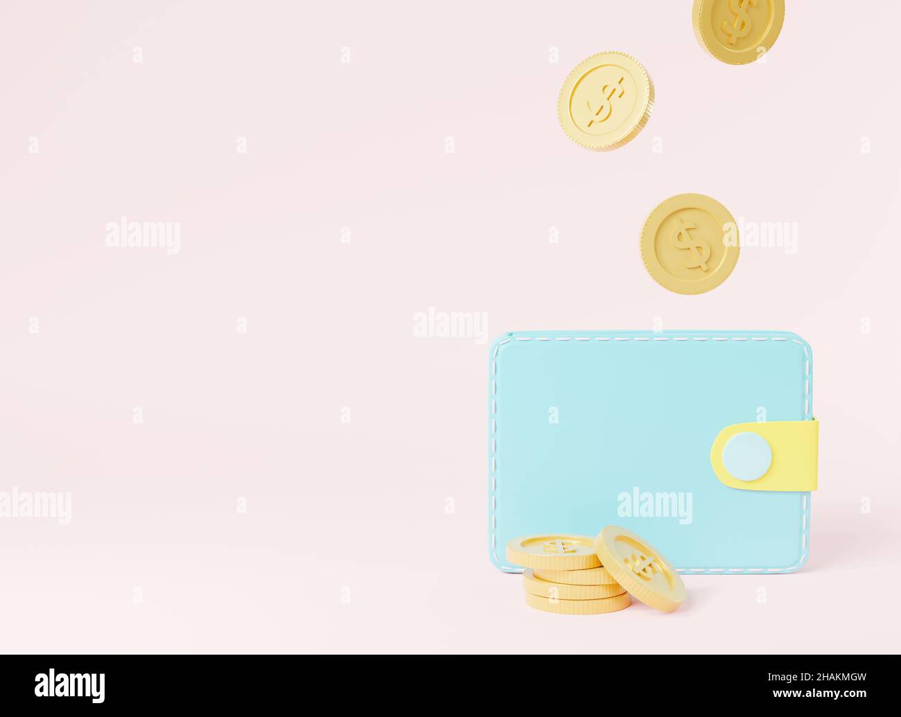 Gold coins fall into the wallet, Profit in the budget, Wallet money is ...