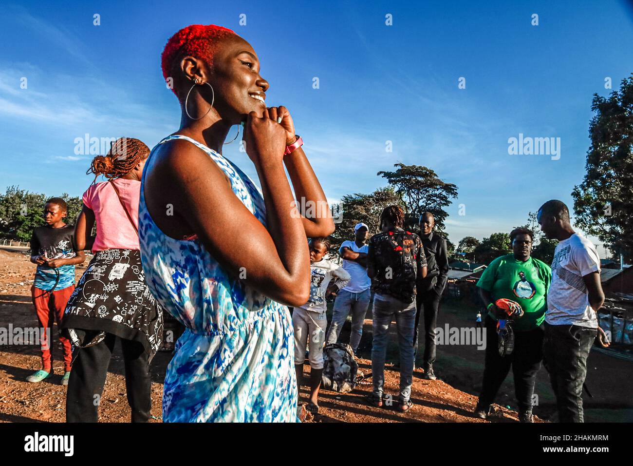 Nairobi, Kenya. 11th Dec, 2021. A young female model dressed in a ...