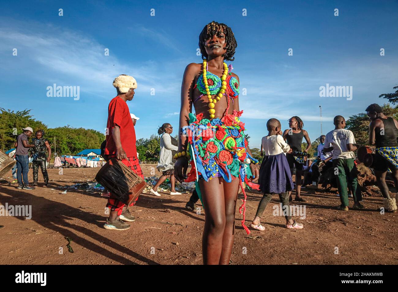 Nairobi, Kenya. 11th Dec, 2021. A young female model dressed in a ...