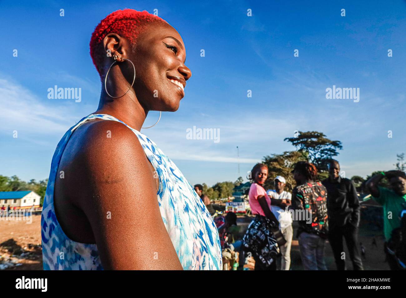 Nairobi, Kenya. 11th Dec, 2021. A young female model dressed in a ...