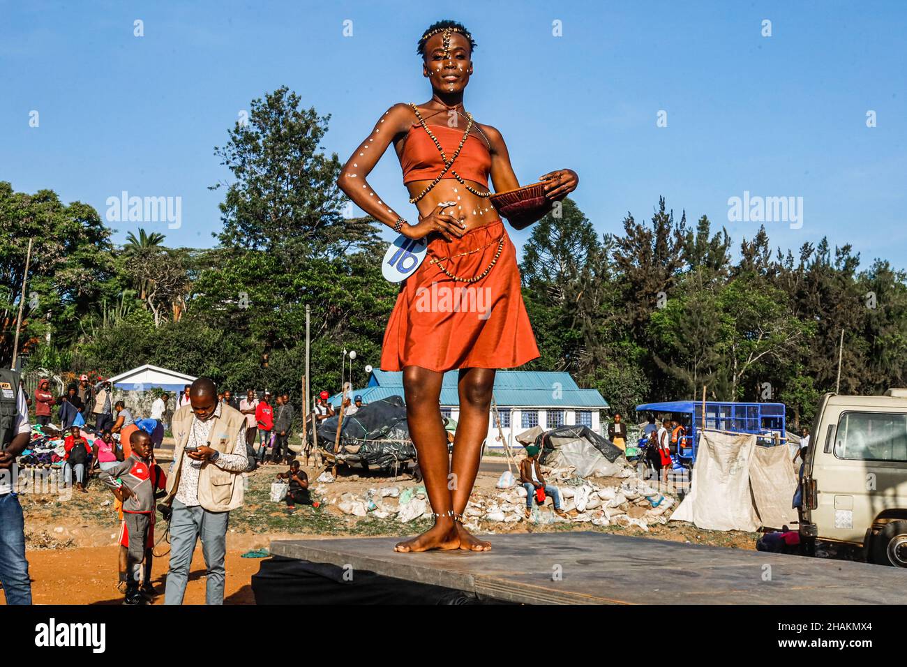 Nairobi, Kenya. 11th Dec, 2021. A young female model poses during the ...