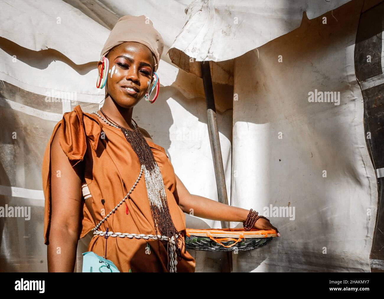 Nairobi, Kenya. 11th Dec, 2021. A young female model poses during the ...