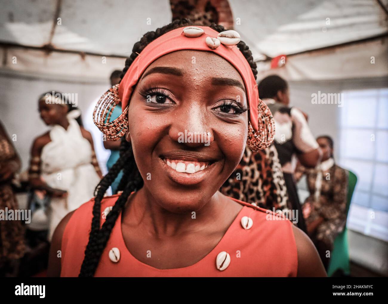 Nairobi, Kenya. 11th Dec, 2021. A young female model wearing an African ...