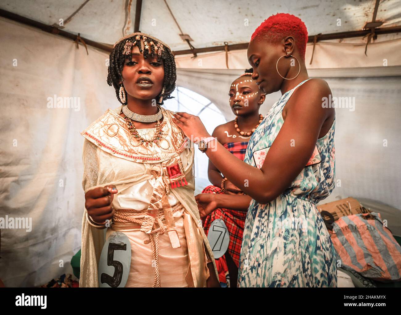 Nairobi, Kenya. 11th Dec, 2021. Young modeling contestants make some ...