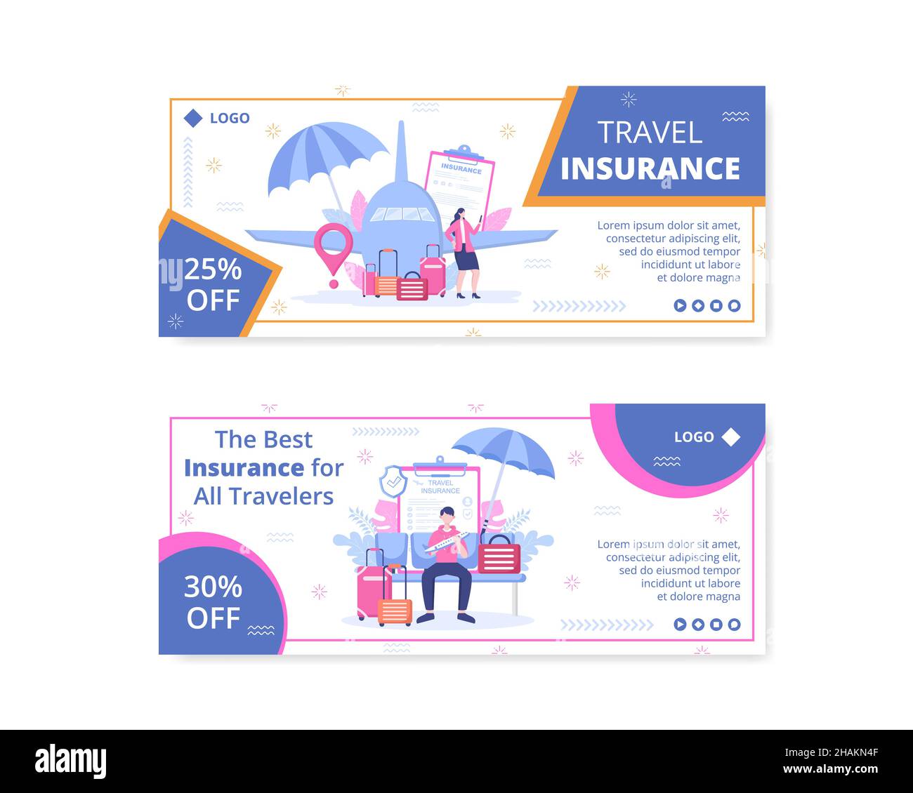 Travel Insurance Post Template Flat Design Illustration Editable of ...