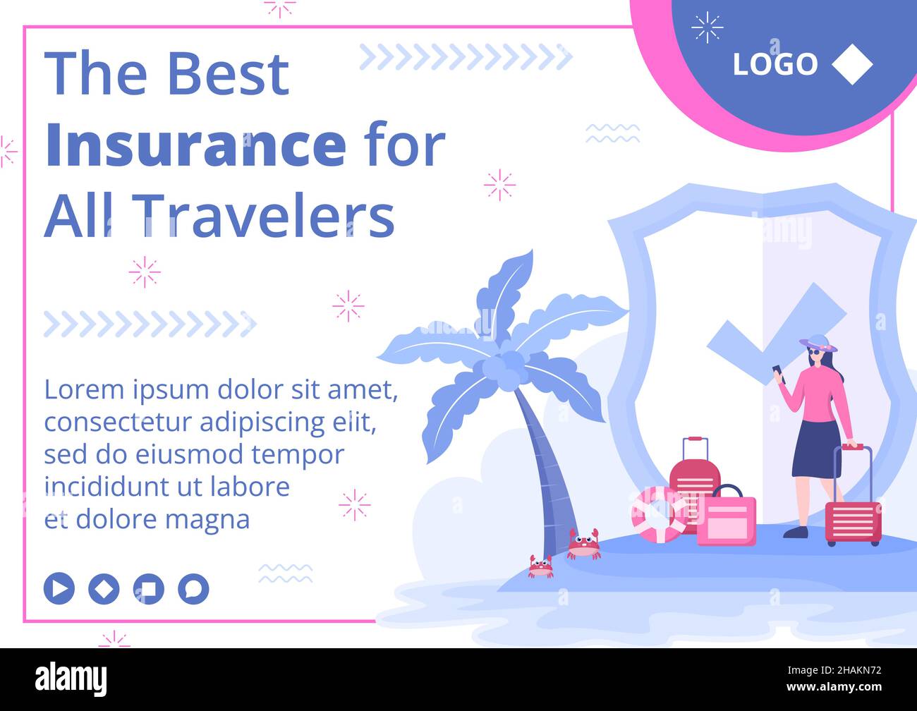 Travel Insurance Post Template Flat Design Illustration Editable of ...