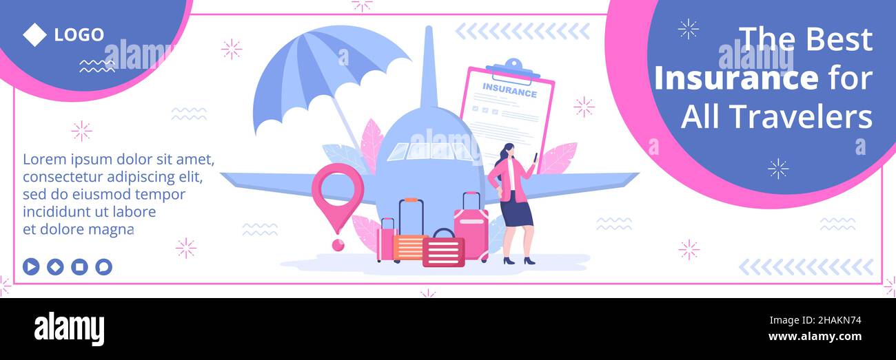 Travel Insurance Post Template Flat Design Illustration Editable of ...