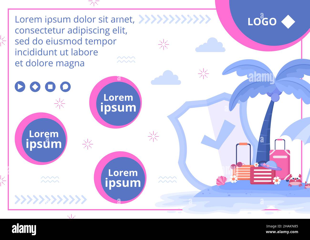 Travel Insurance Brochure Template Flat Design Illustration Editable of ...