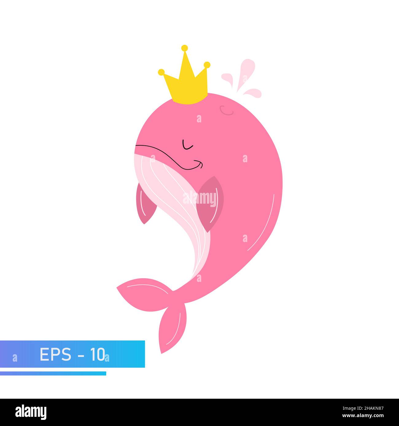 A kind pink whale in delicate pink colors, splashes water out of itself ...