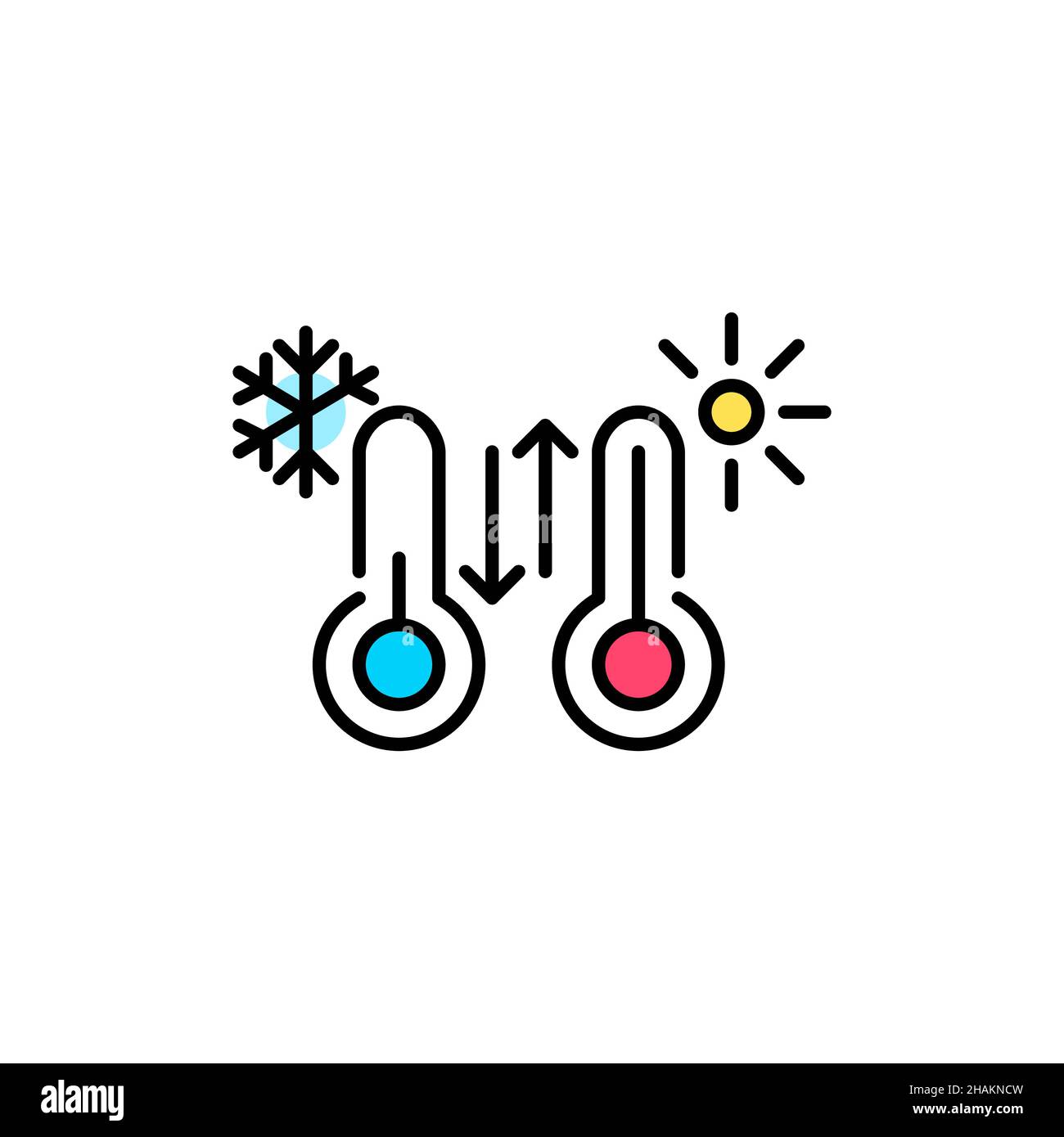 Changing temperature. Extreme cold and heat. Pixel perfect, editable ...