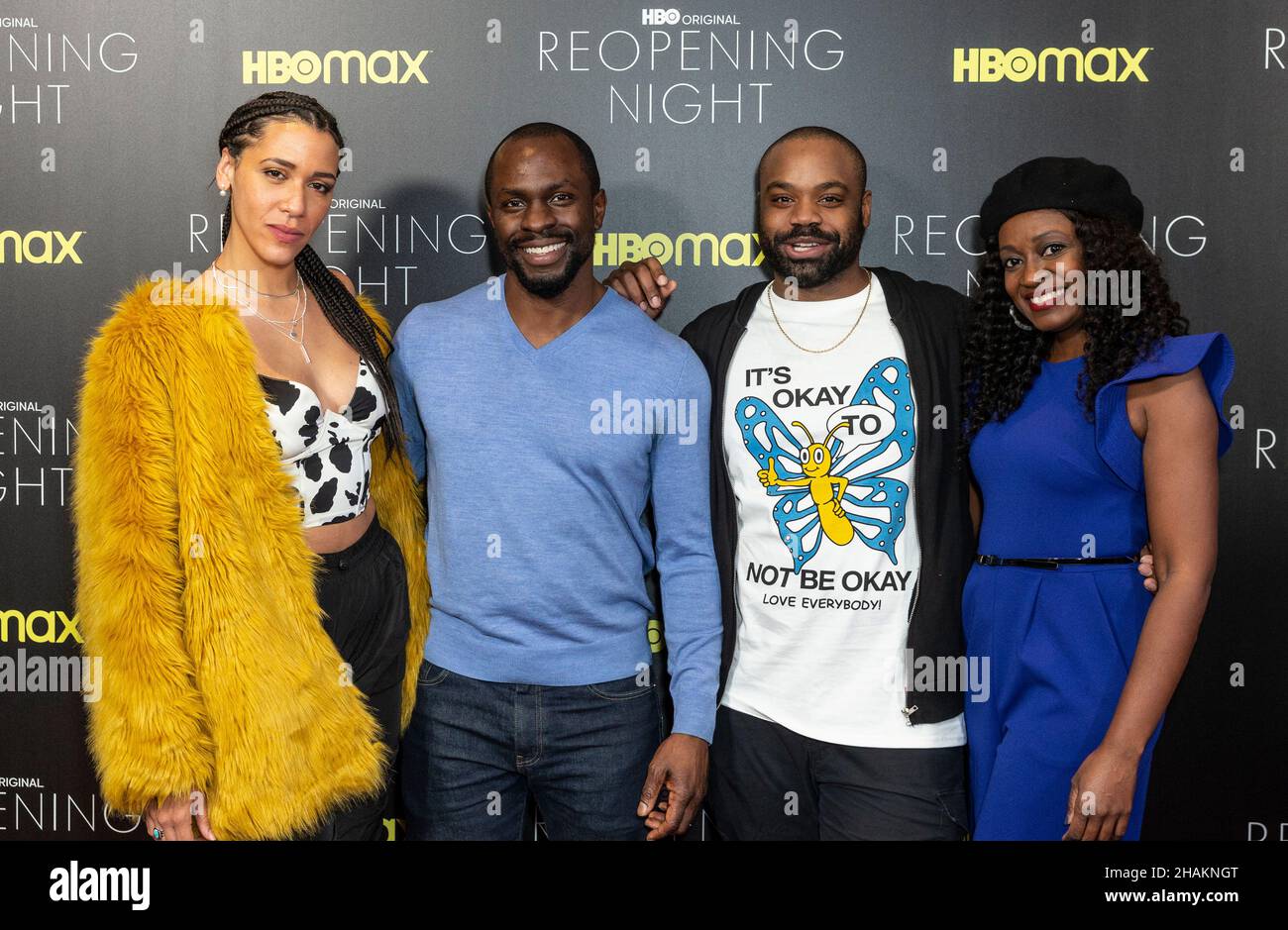 New York, NY - December 13, 2021: Sarin Monae West, Gbenga Akinnagbe ...