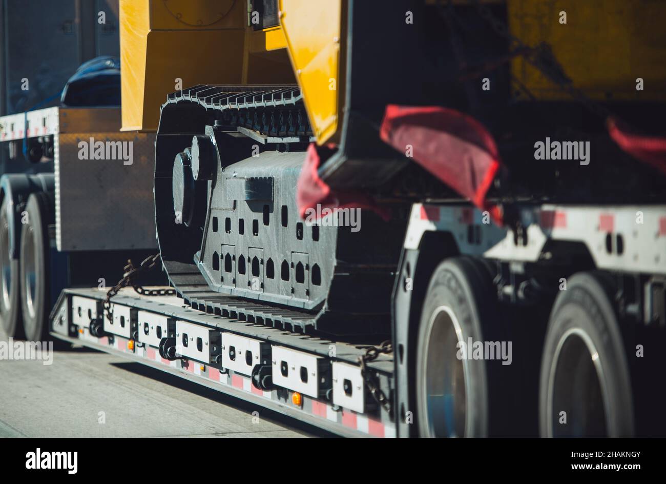 Long Haul Heavy Duty Construction Machinery Transportation on a Semi ...