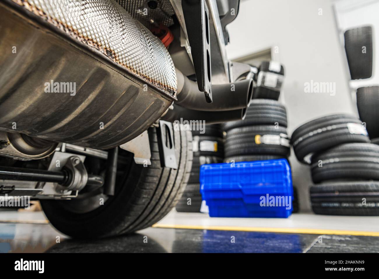 Modern Luxury Sporty Car Muffler Replacement. Exhaust Tuning Theme ...