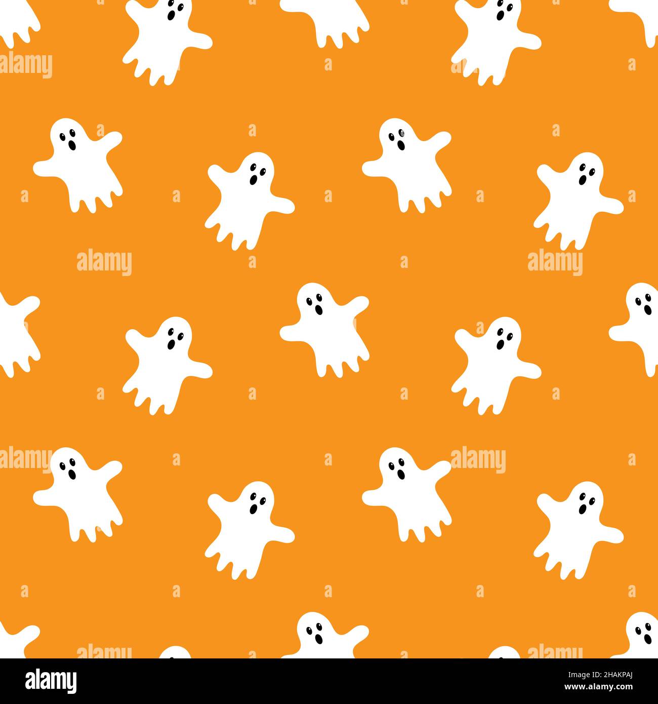 Seamless pattern with cartoon cute ghost. Vector illustration Stock ...