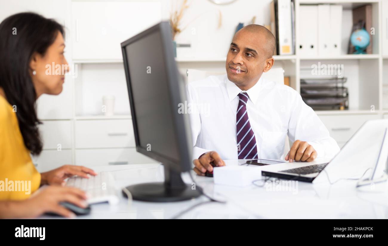 Director and secretary work in office Stock Photo - Alamy