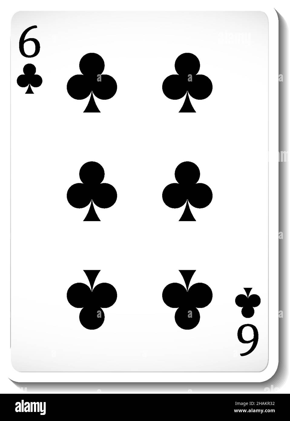 Six of Clubs Playing Card Isolated illustration Stock Vector Image ...