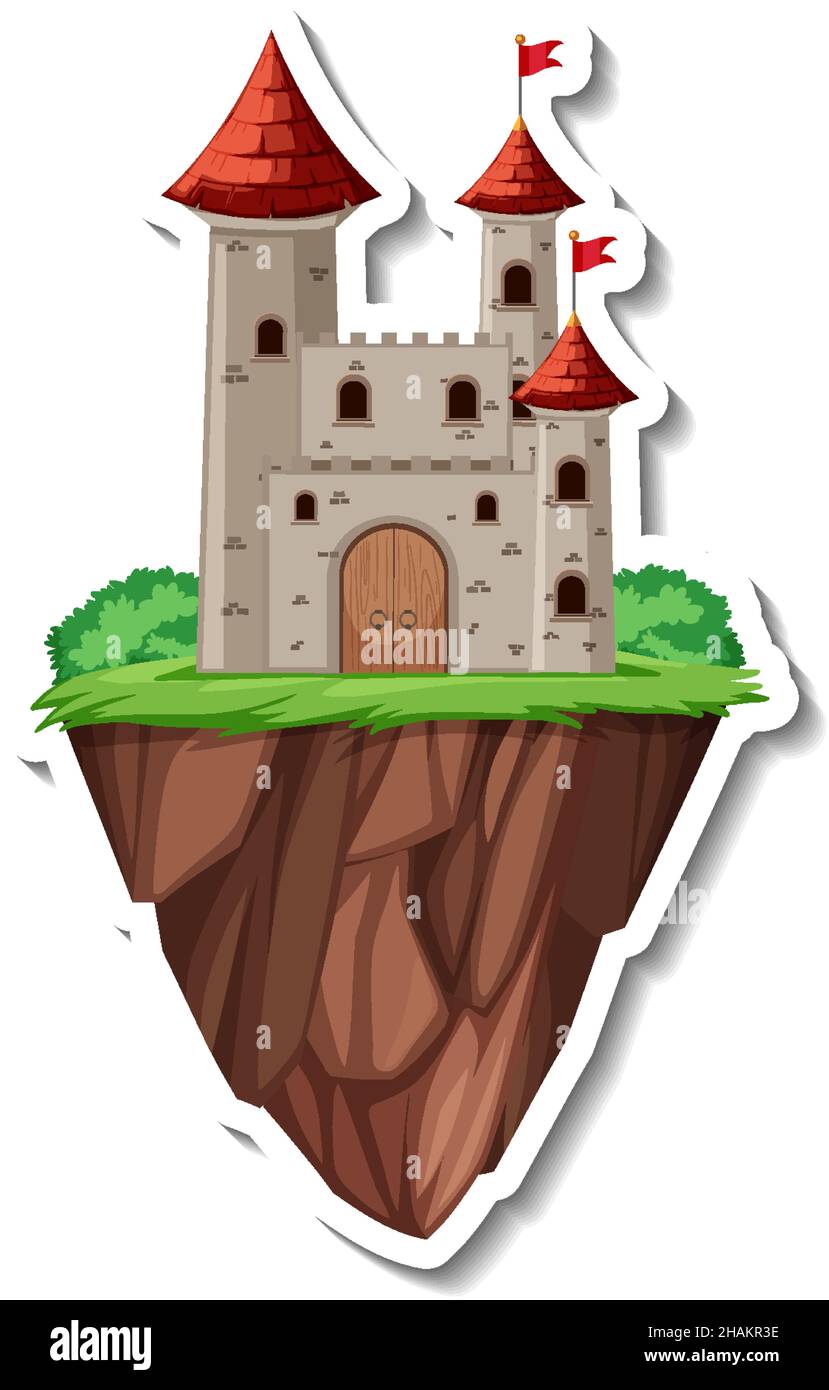 Stone castle and fortress cartoon sticker illustration Stock Vector ...