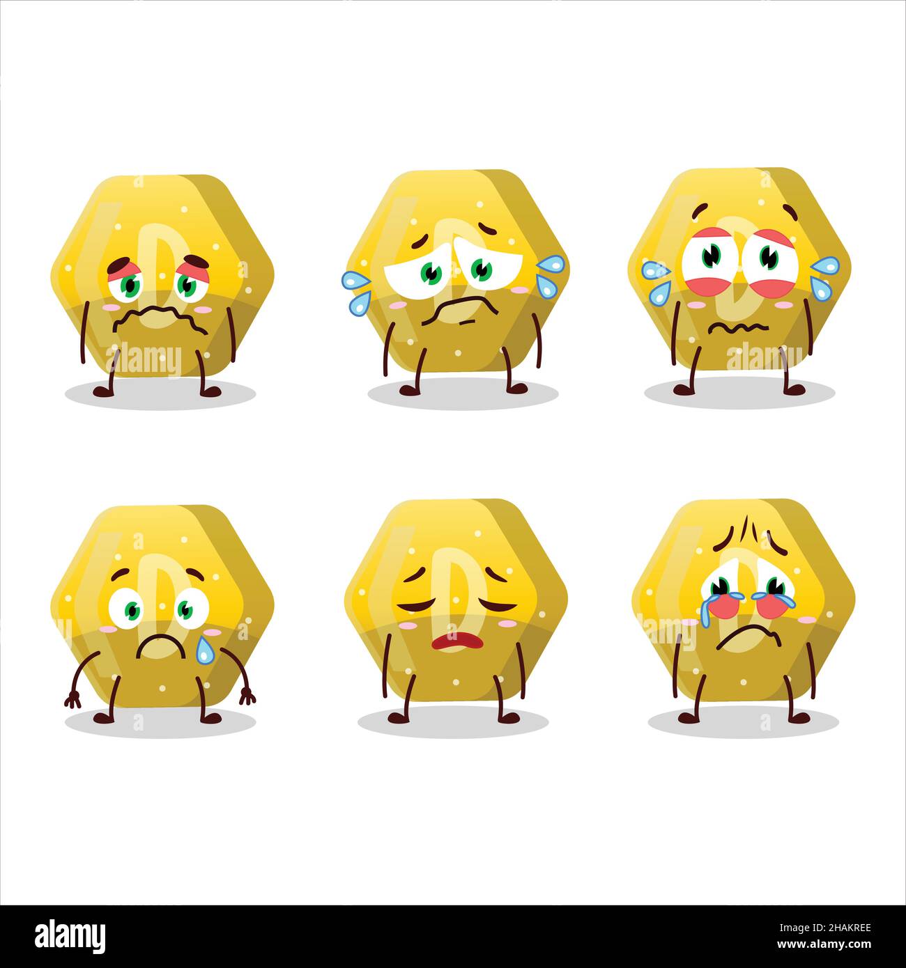 yellow gummy candy D cartoon character with sad expression. Vector ...