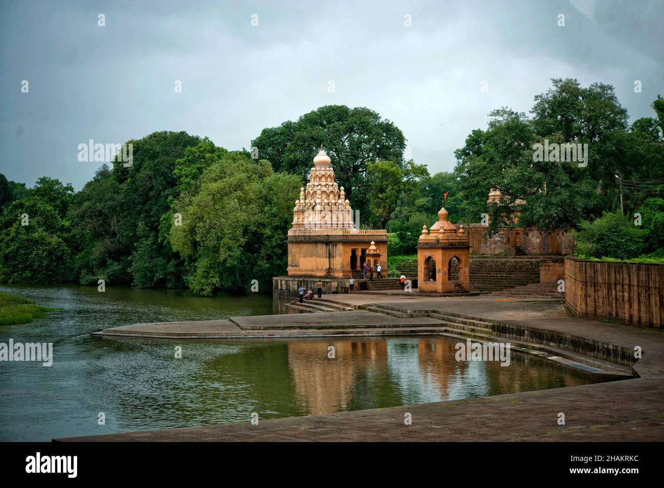 Shiva Temple on Krishna river at Menawali ghat Stock Photo - Alamy