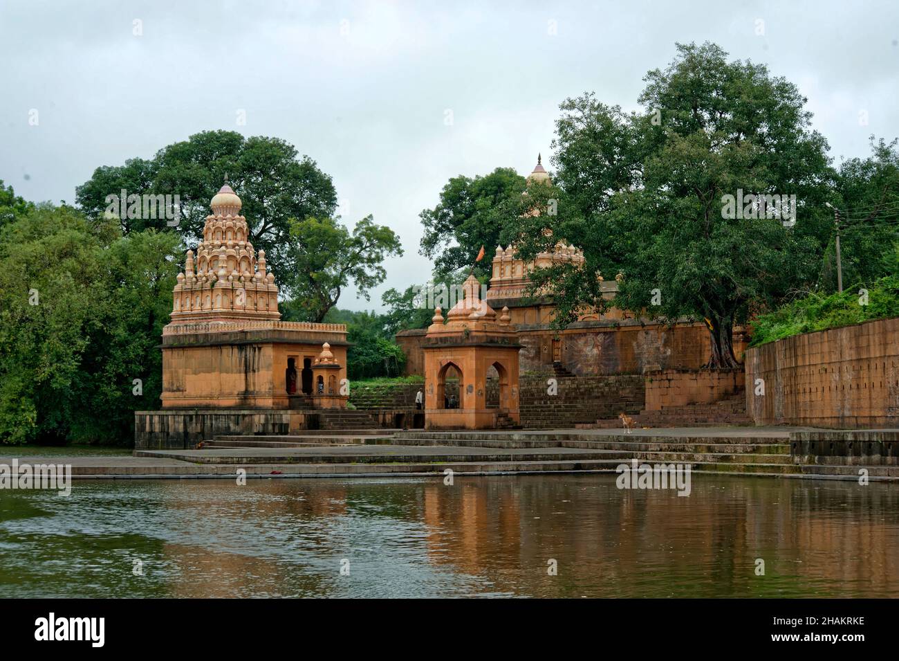 Shiva Temple on Krishna river at Menawali ghat Stock Photo - Alamy
