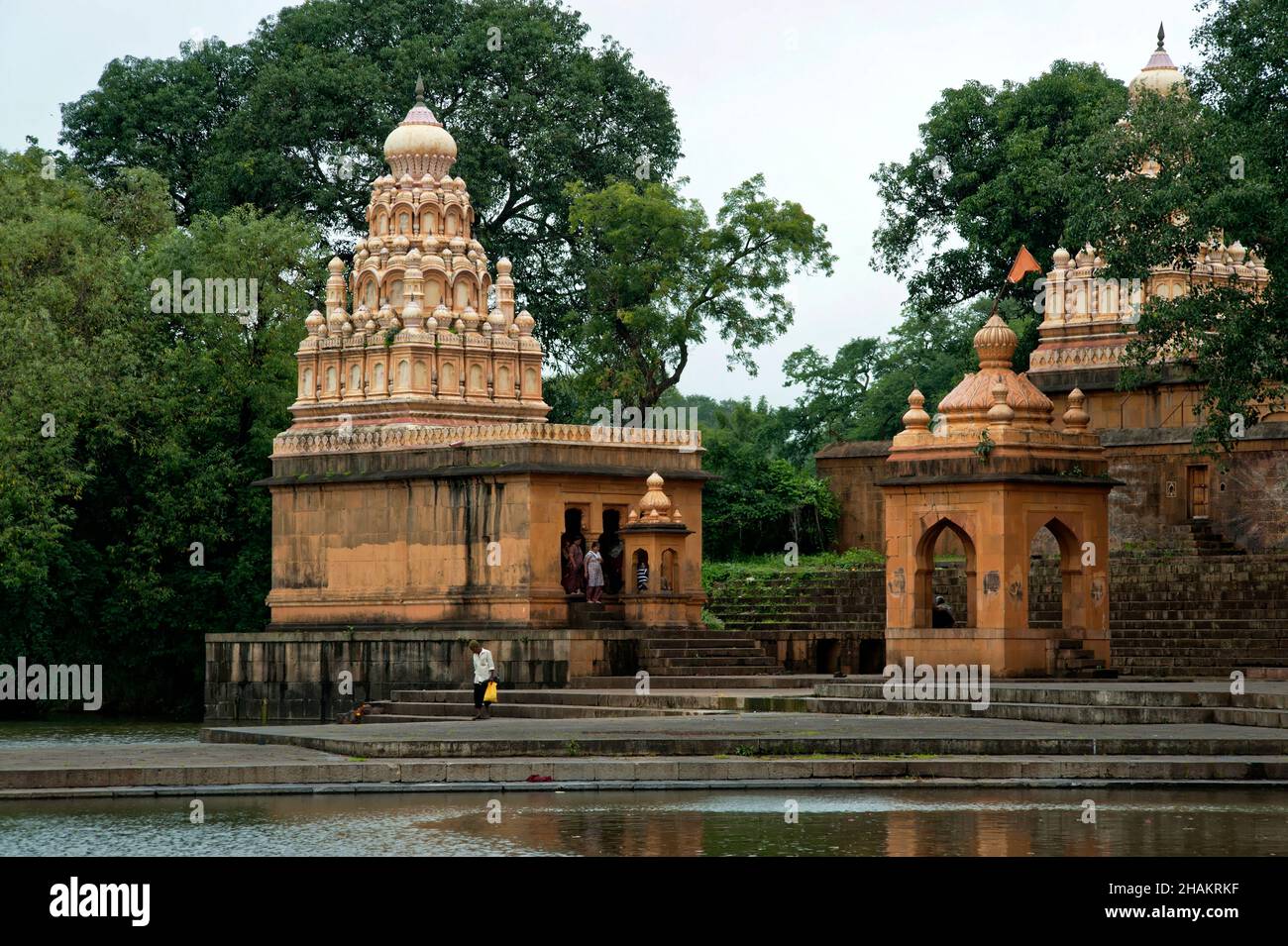 Shiva Temple on Krishna river at Menawali ghat Stock Photo - Alamy