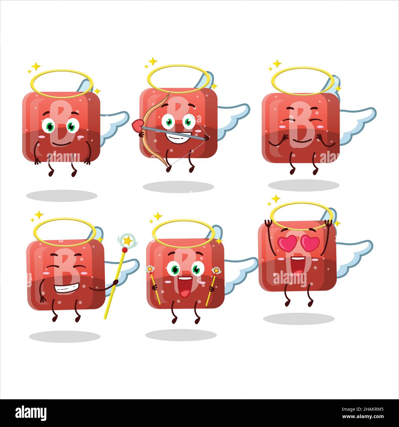 Red gummy candy B cartoon designs as a cute angel character. Vector ...