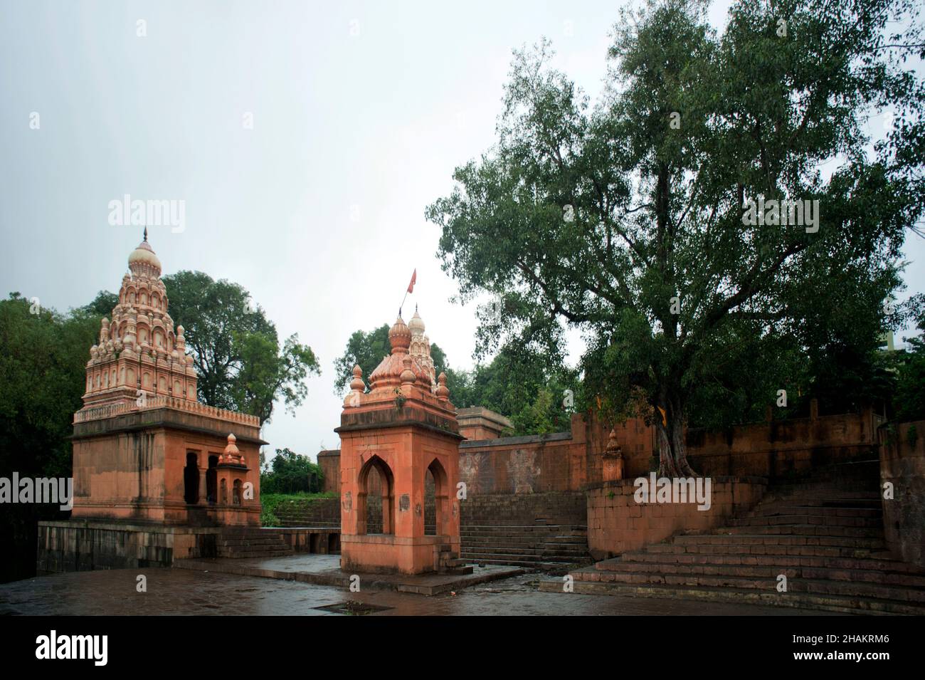 Shiva Temple on Krishna river at Menawali ghat Stock Photo - Alamy