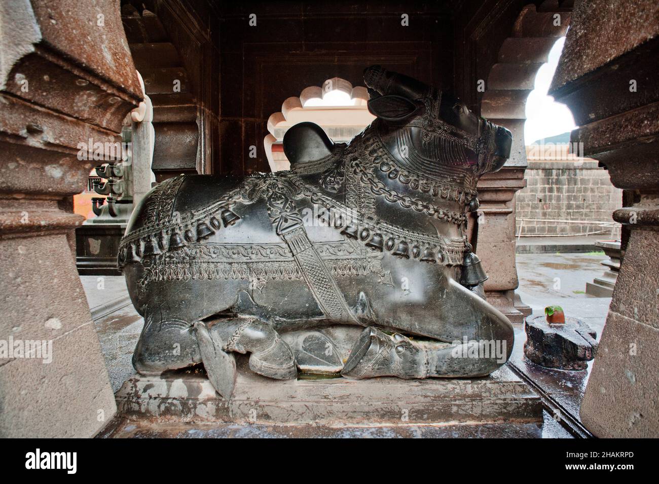 Statue of a Nandi(Bull) religious symbol in small shrine Stock Photo ...