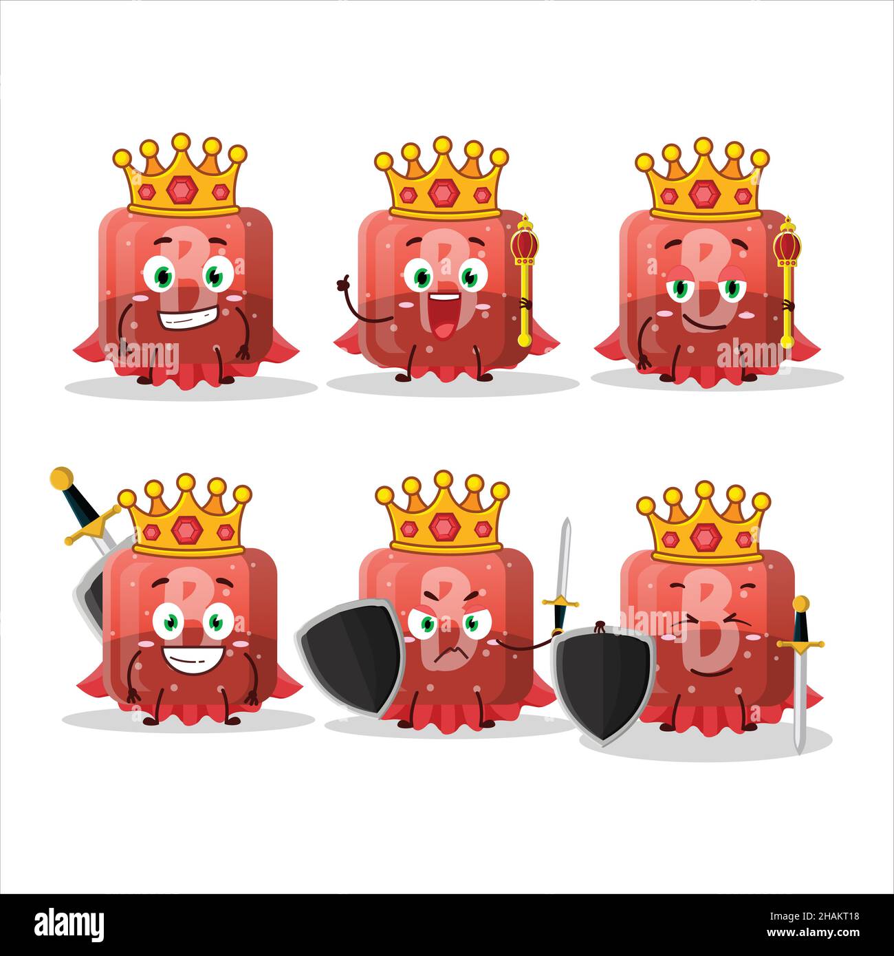 A Charismatic King red gummy candy B cartoon character wearing a gold ...