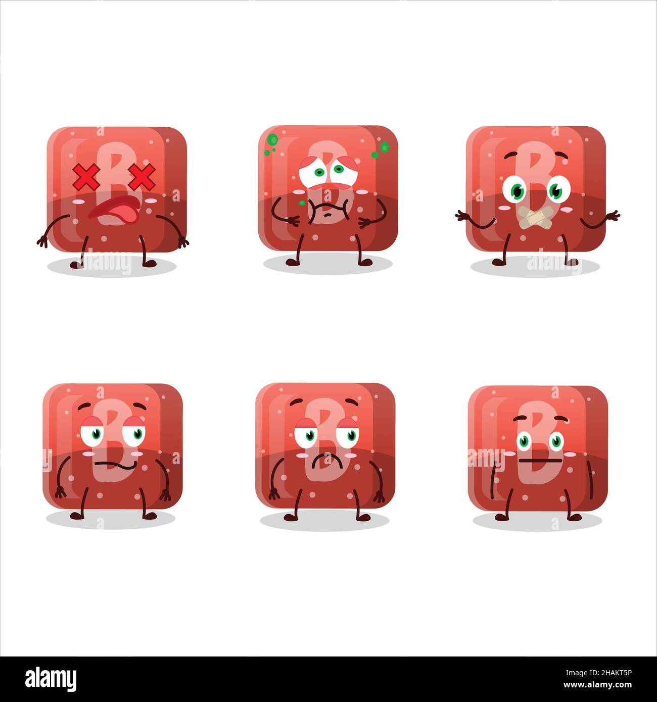 Red gummy candy B cartoon character with nope expression. Vector ...