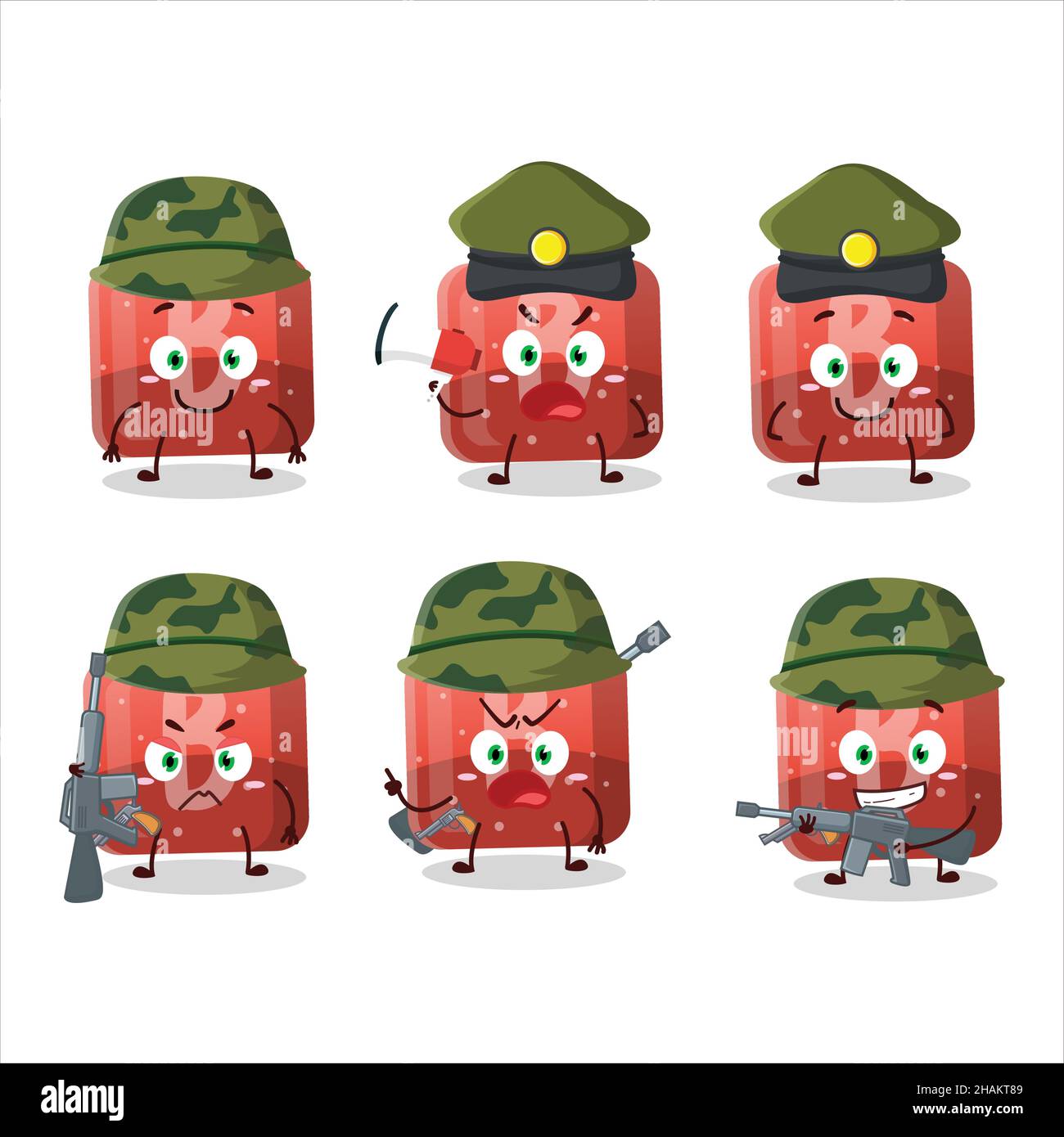 A charming soldier red gummy candy B cartoon picture bring a gun ...