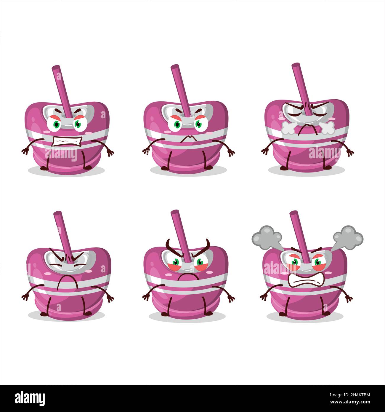 Pink sugar candy cartoon character with various angry expressions ...