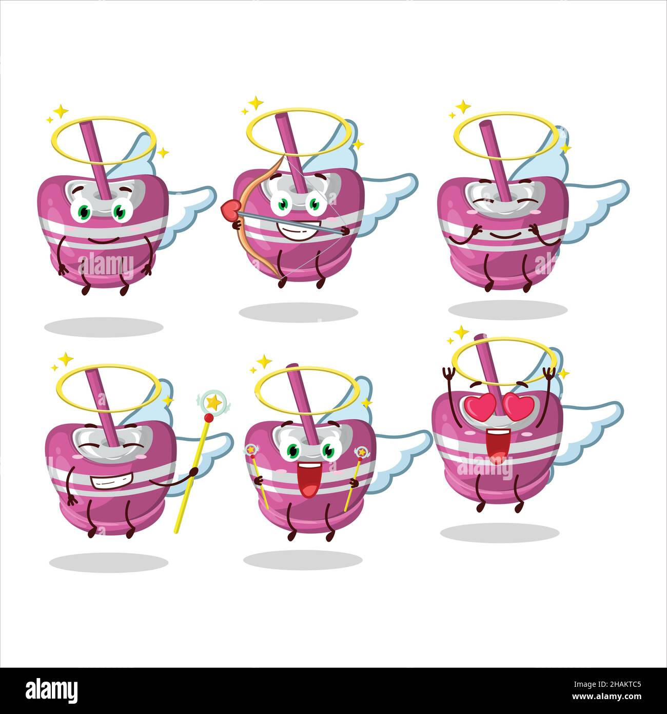 Pink sugar candy cartoon designs as a cute angel character. Vector ...