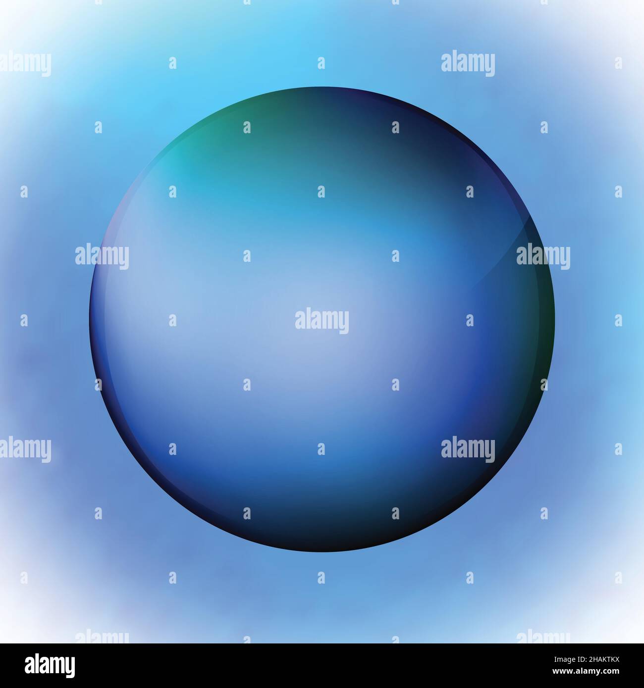 Glass blue ball or precious pearl. Glossy realistic ball, 3D abstract ...