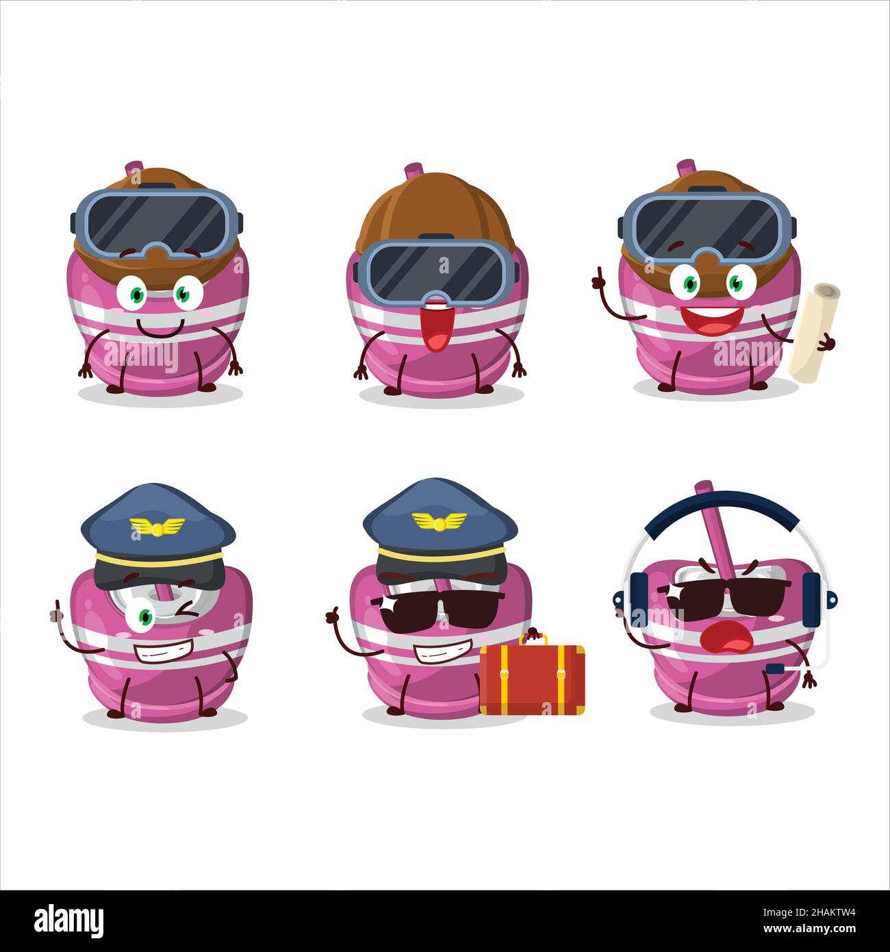Pilot cartoon mascot pink sugar candy with glasses. Vector illustration ...