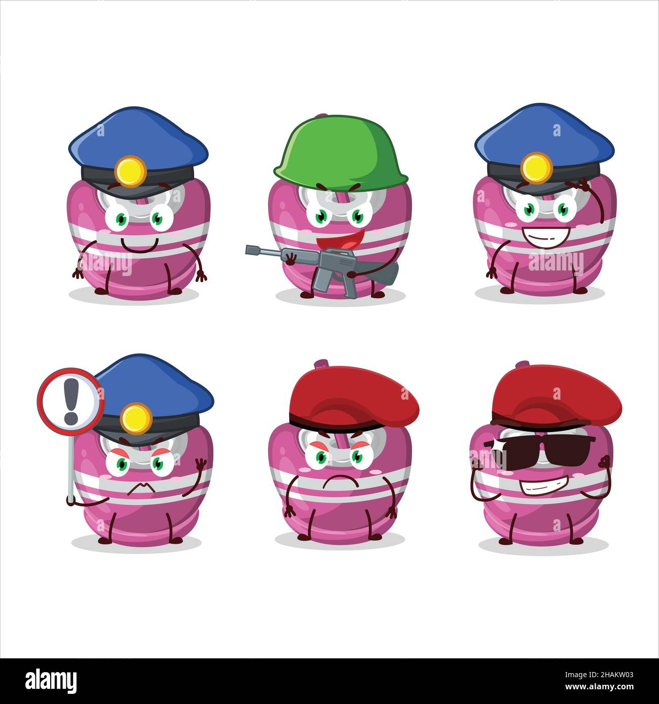 A dedicated Police officer of pink sugar candy mascot design style ...
