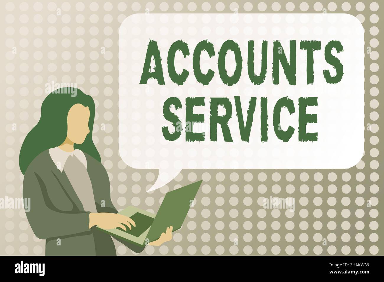 Sign displaying Accounts Service. Business showcase accessing list of ...