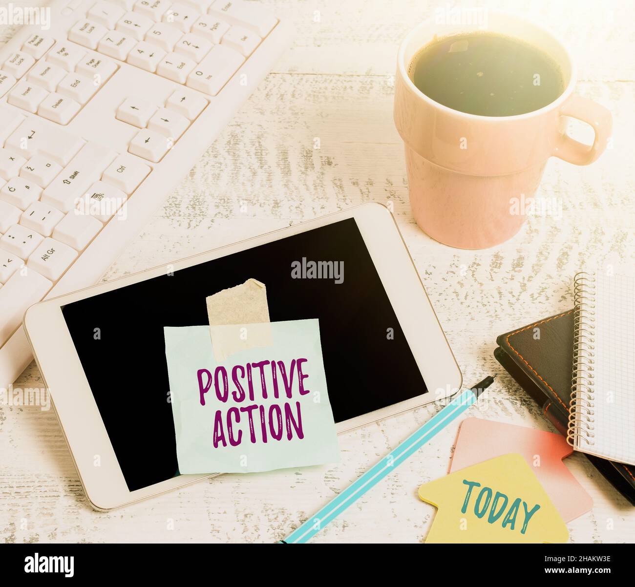 Hand writing sign Positive Action. Word Written on doing good attitude ...