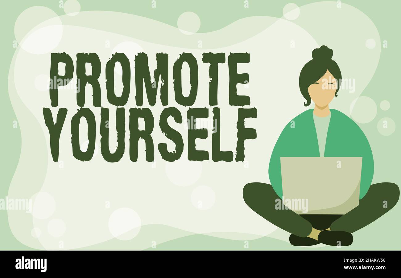 Text sign showing Promote Yourself. Business overview market and ...